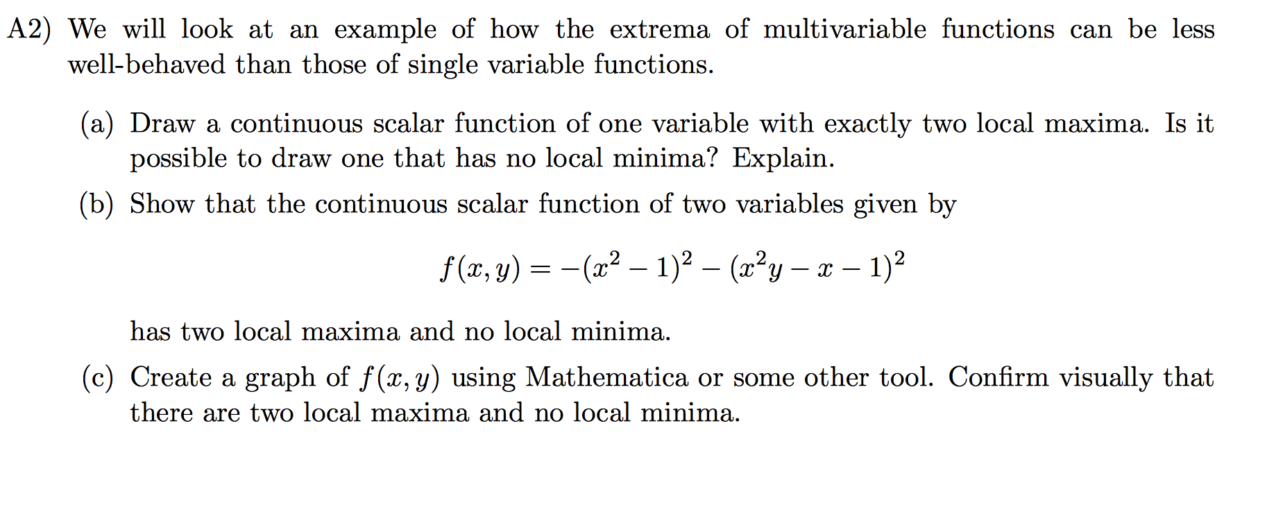 Solved A2) We will look at an example of how the extrema of | Chegg.com