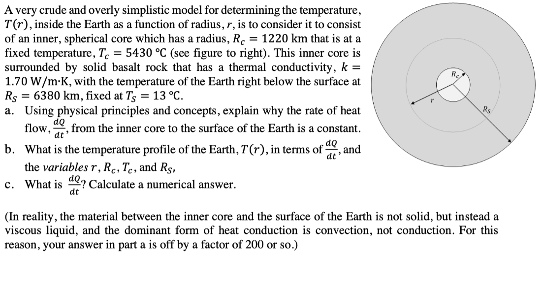 Solved R A very crude and overly simplistic model for | Chegg.com