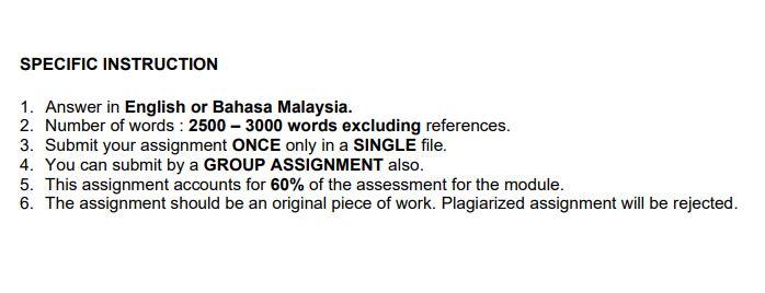 SPECIFIC INSTRUCTION 1. Answer in English or Bahasa | Chegg.com