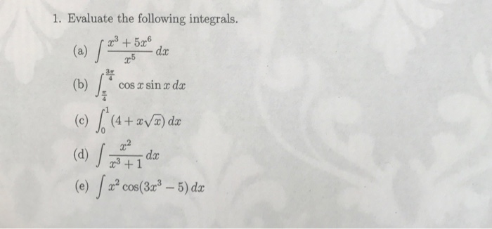 Solved Evaluate the following integrals. integral x^3 + | Chegg.com