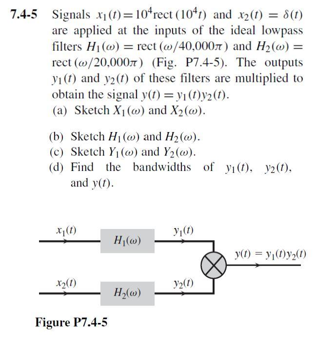 Solved = 7.4-5 Signals xi(t)=104rect (104t) and x2(t) = 8(t) | Chegg.com