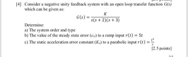 Solved PI [4] Consider a negative unity feedback system with | Chegg.com