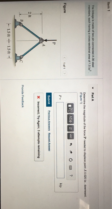 Solved Item 1 The linkage is made of two pin-connected A-36 | Chegg.com