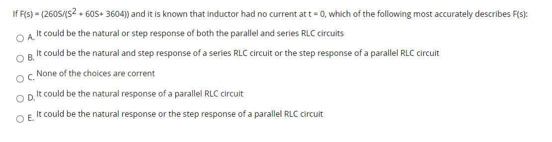 Solved If F(s) = (2605/152 +60S+ 3604)) and it is known that | Chegg.com