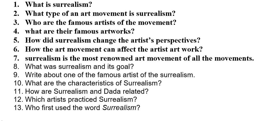 1. What is surrealism? 2. What type of an art | Chegg.com