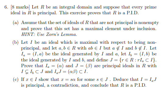 Solved [8 marks] Let R be an integral domain and suppose | Chegg.com