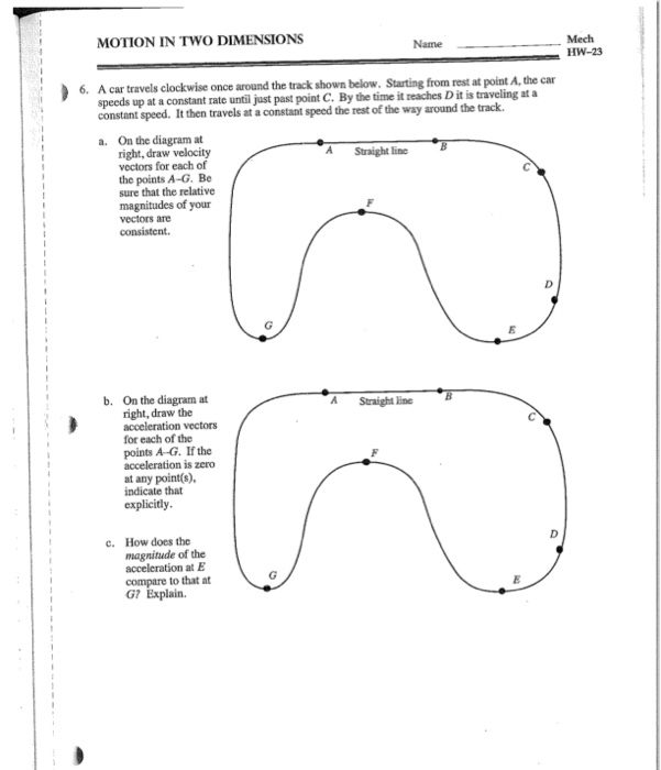 Solved MOTION IN TWO DIMENSIONS Mech HW-23 Name . A car | Chegg.com