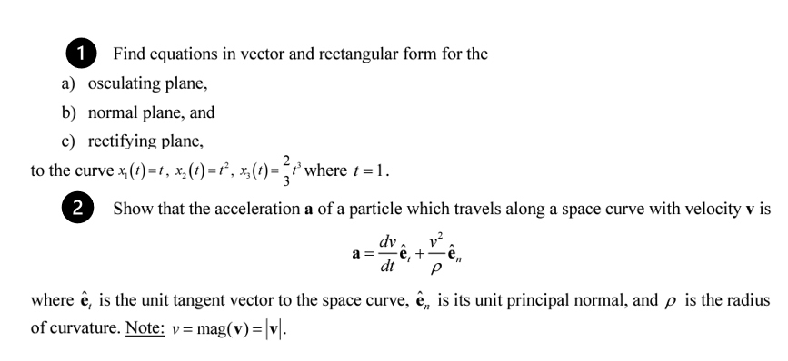 Solved 1 Find equations in vector and rectangular form for | Chegg.com