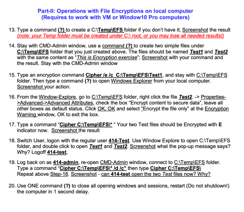 Solved I need help with finding which commands to use for | Chegg.com