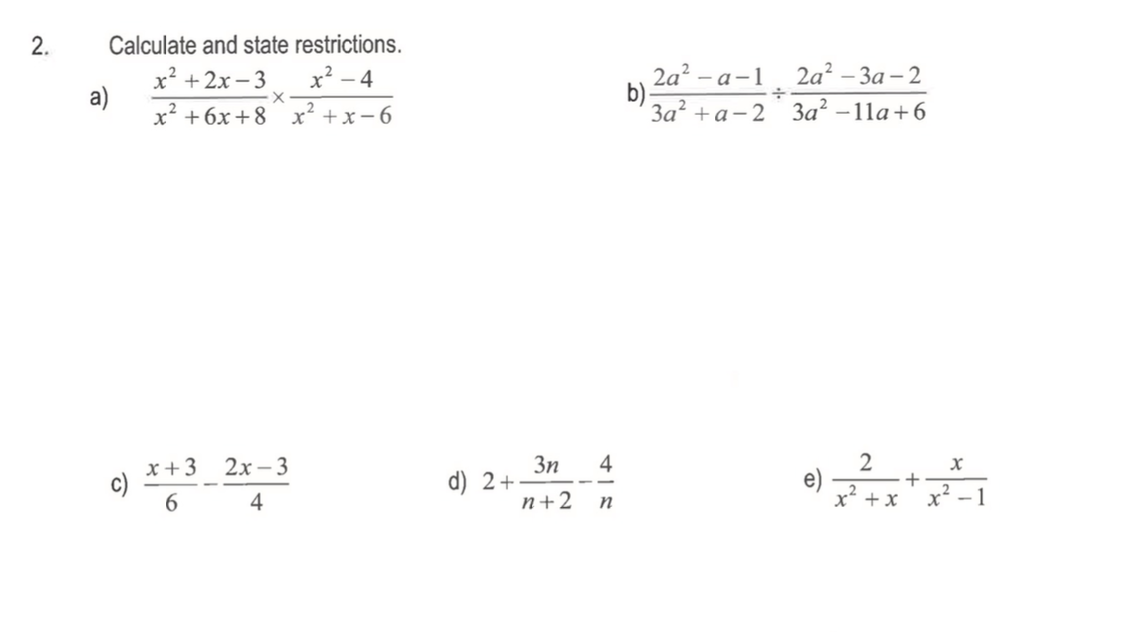 Solved Calculate and state restrictions. a) | Chegg.com