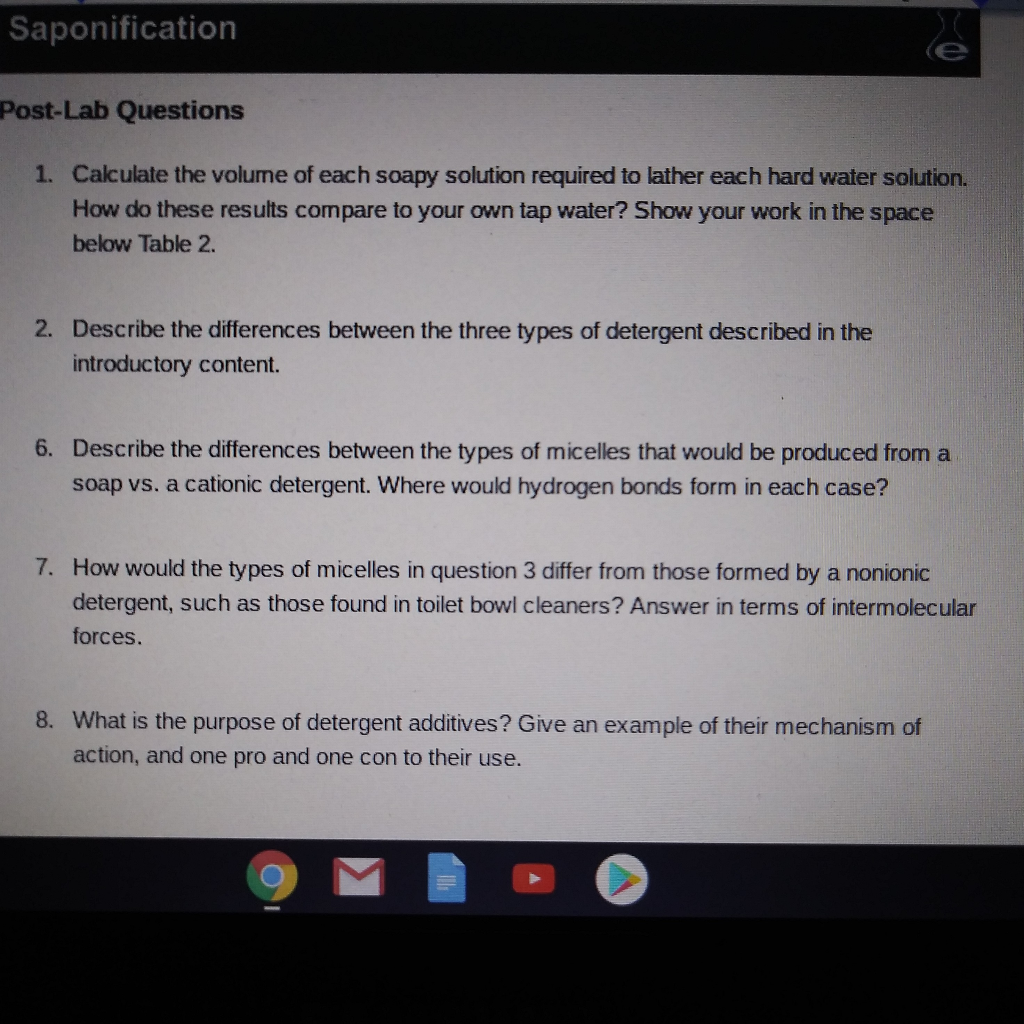 Titrant Volume to Lather CaCl, (mL) Volume to Lather | Chegg.com
