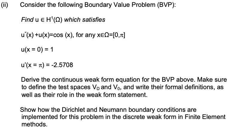 Solved (ii) Consider the following Boundary Value Problem | Chegg.com