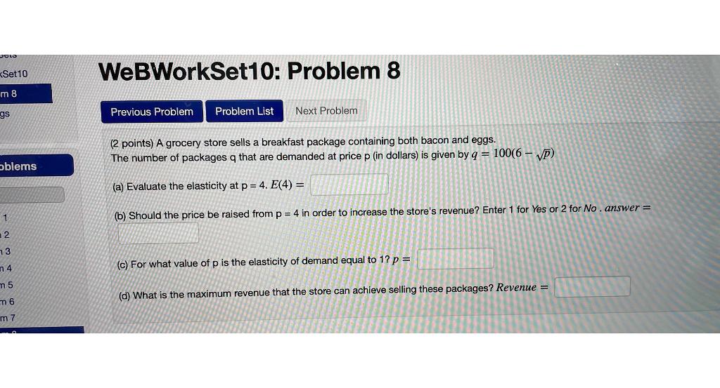 Solved DOO Set10 WeBWorkSet10: Problem 8 m8 Previous Problem | Chegg.com