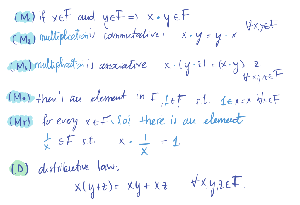 Solved Need help on 2c, these are the field axioms that need | Chegg.com