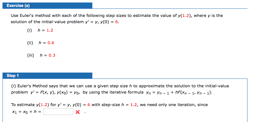 Solved Exercise (a) Use Euler's method with each of the | Chegg.com