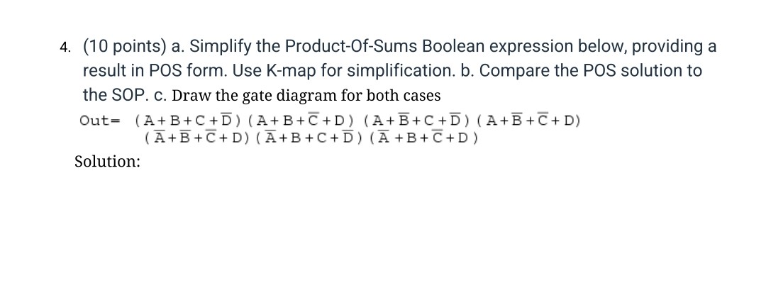 Solved 4. (10 points) a. Simplify the Product-Of-Sums | Chegg.com