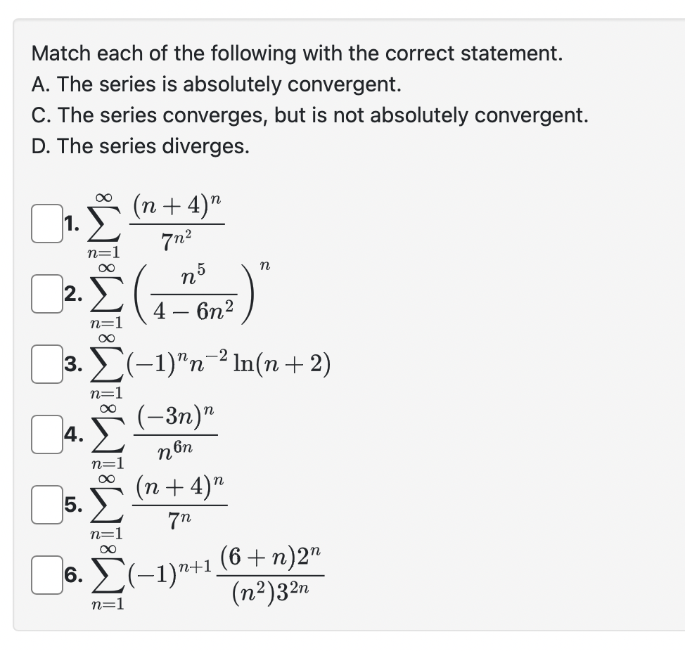 Match each of the following with the correct | Chegg.com