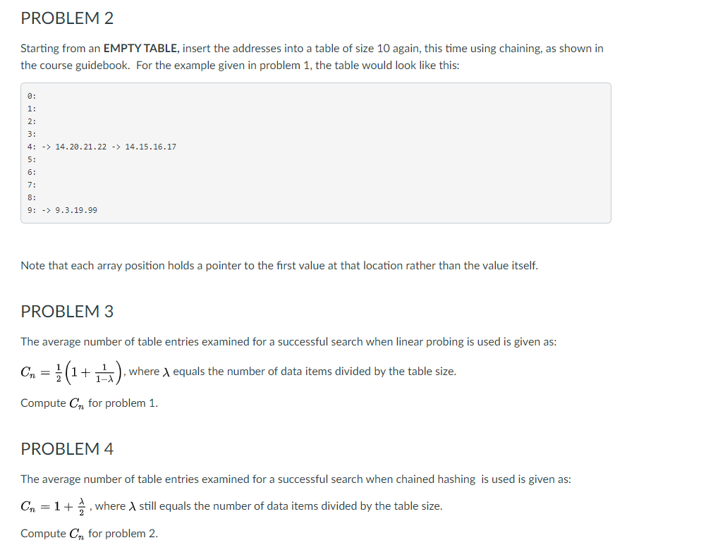 Solved PROBLEM 1 Place the following IP addresses in a hash | Chegg.com