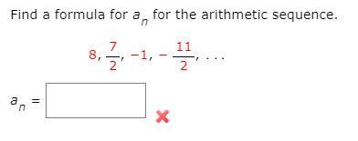 Solved Find a formula for a, for the arithmetic sequence. 8, | Chegg.com