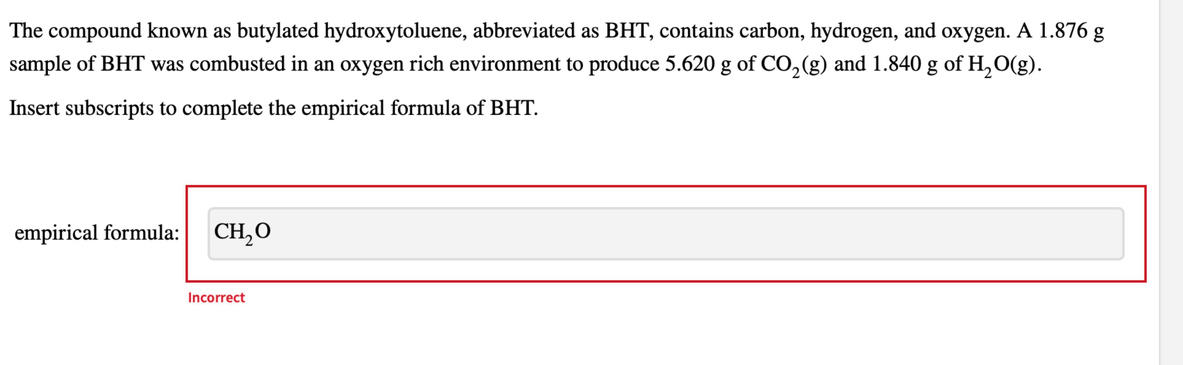 Solved The compound known as butylated hydroxytoluene, | Chegg.com