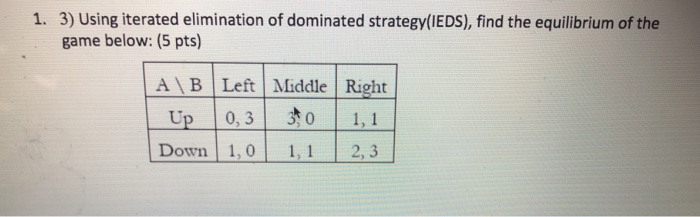 Solved 3) Using iterated elimination of dominated | Chegg.com