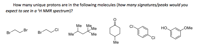 Solved How many unique protons are in the following | Chegg.com
