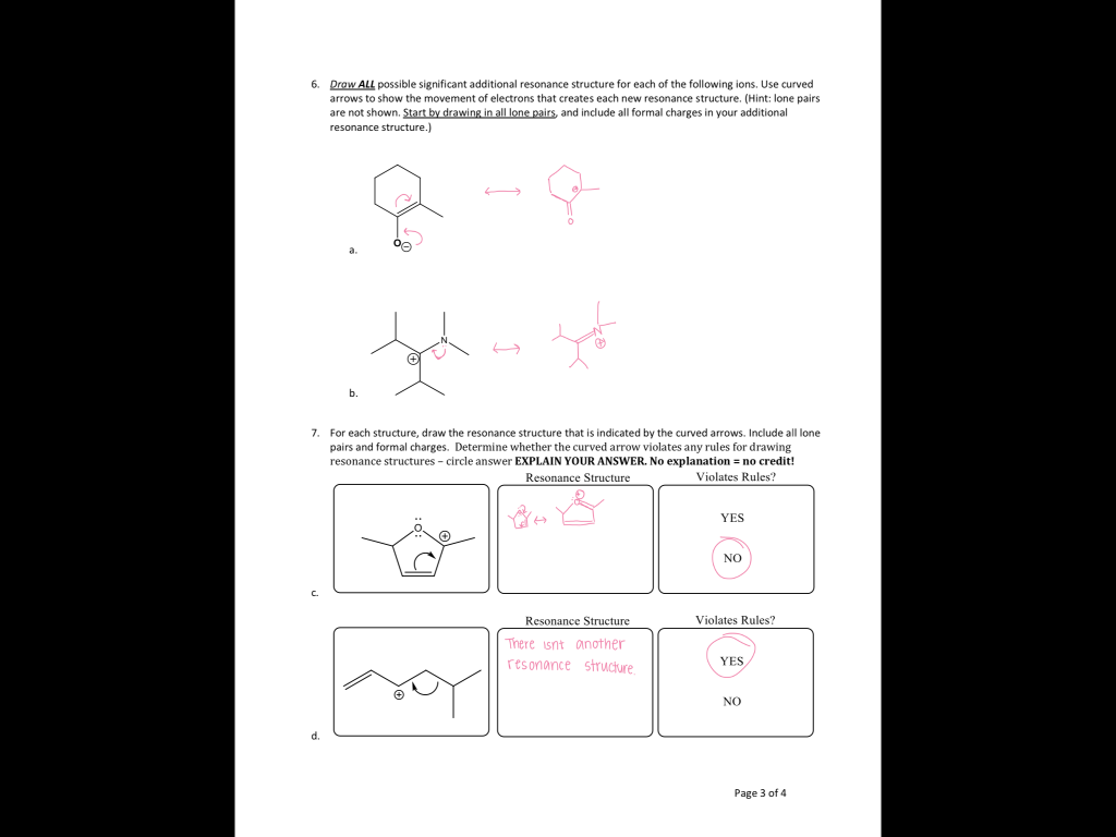 Solved 6. Draw ALL possible significant additional resonance | Chegg.com