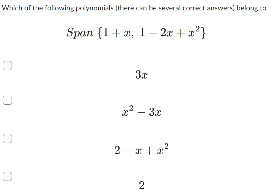Solved Which of the following polynomials (there can be | Chegg.com