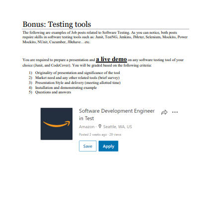 Solved Bonus: Testing tools The following are examples of | Chegg.com