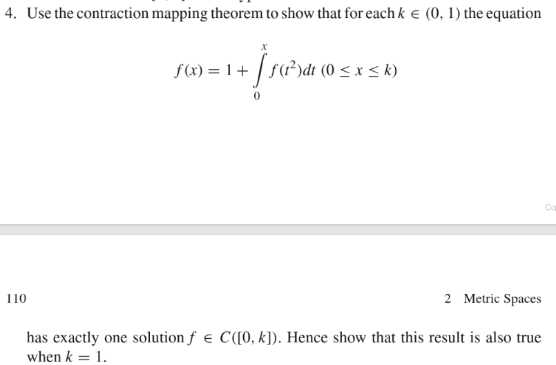 Solved 4. Use the contraction mapping theorem to show that | Chegg.com