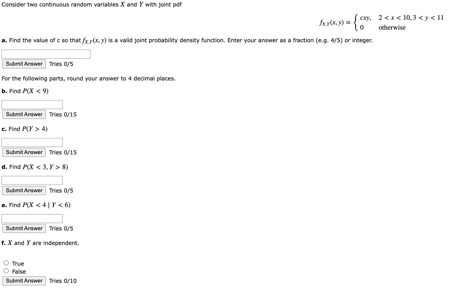 Solved Consider two continuous random variables X and Y with | Chegg.com
