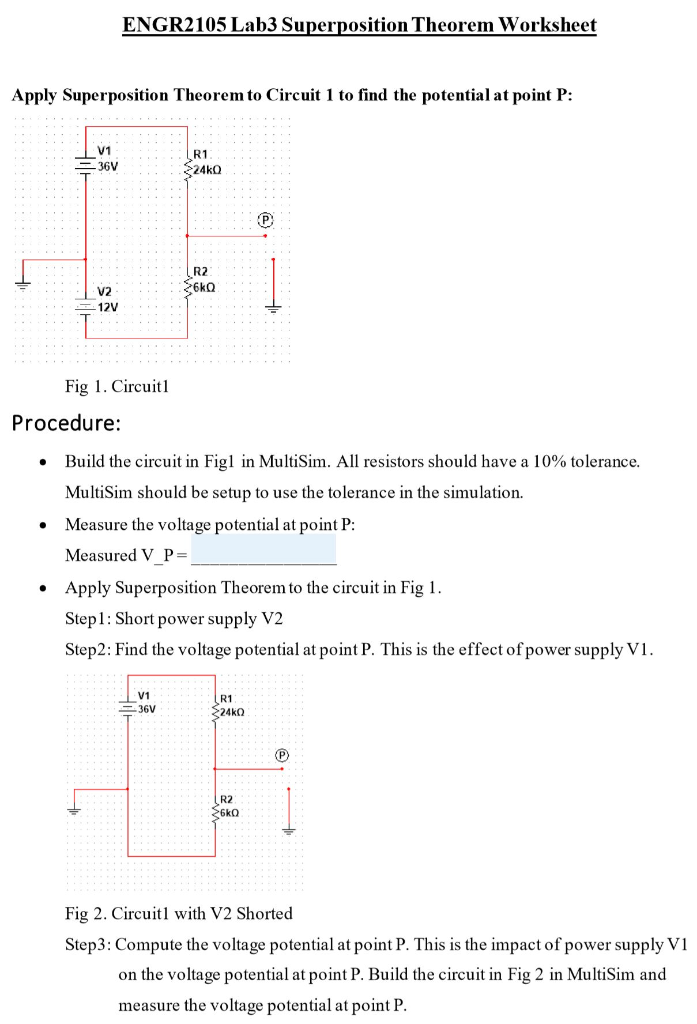 Solved ENGR2105 Lab3 Superposition Theorem Worksheet Apply | Chegg.com