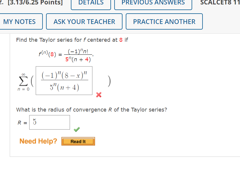 Solved Find the Taylor series for f centered at 8 if | Chegg.com