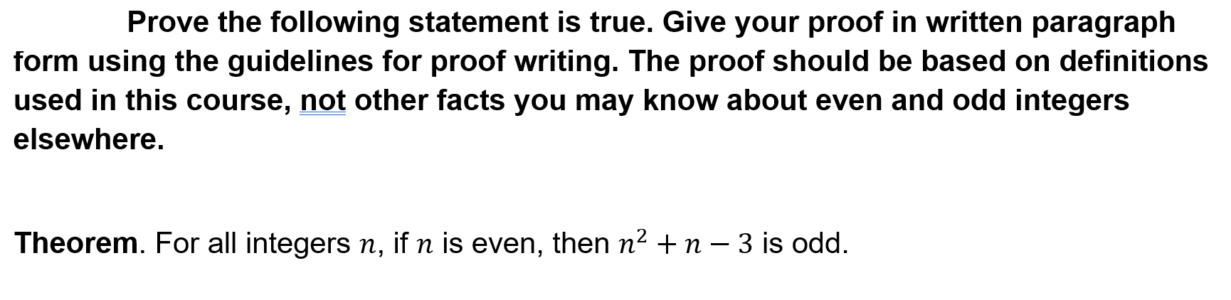 Solved Prove the following statement is true. Give your | Chegg.com