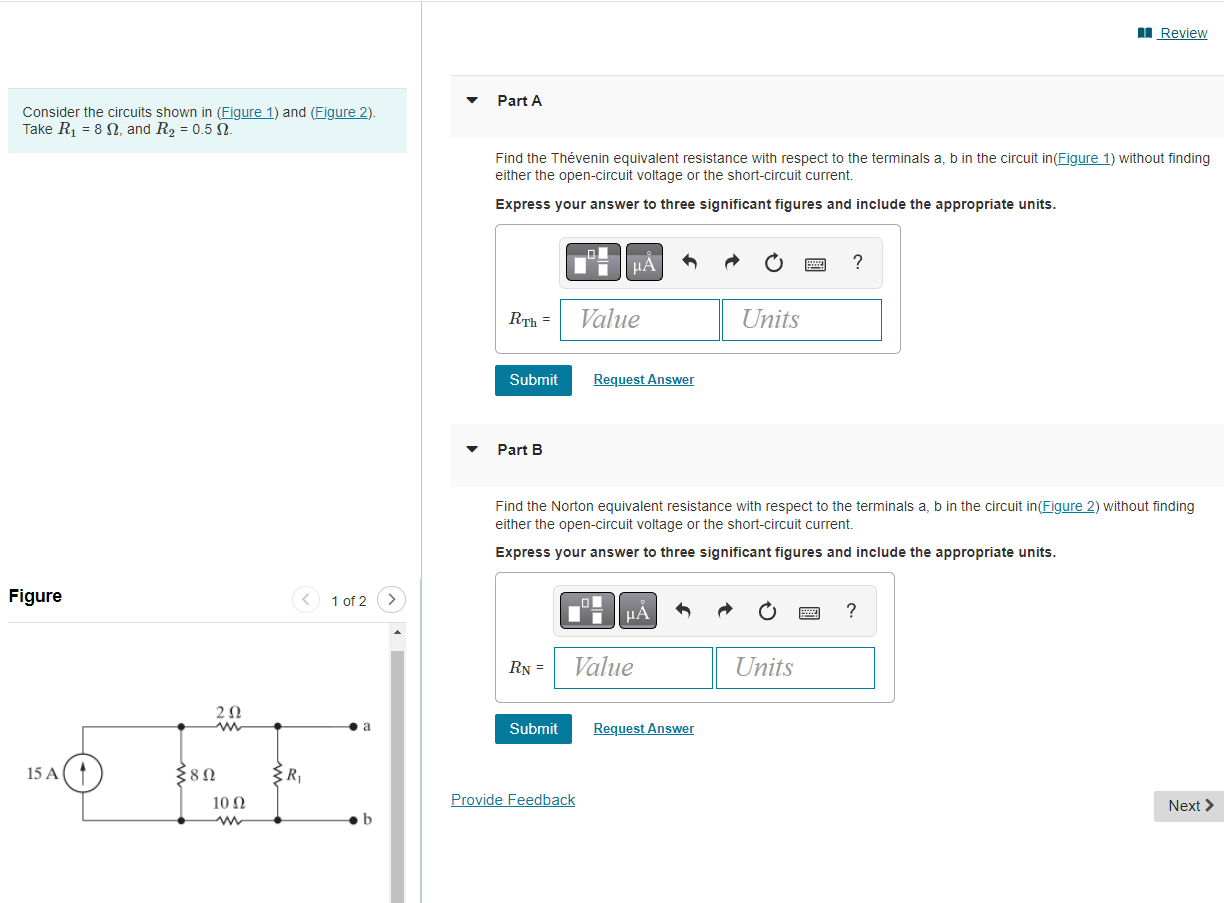 Solved Consider the circuits shown in and (Figure 2). Take | Chegg.com