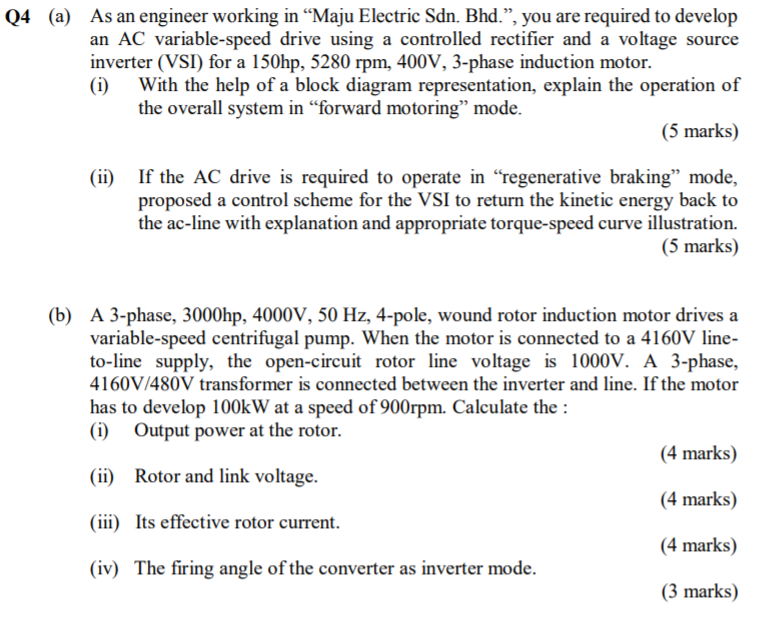 Solved Q4 (a) As an engineer working in “Maju Electric Sdn. | Chegg.com
