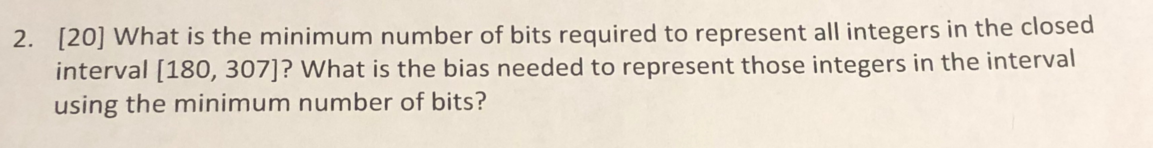 Solved 2. [20] What is the minimum number of bits required | Chegg.com