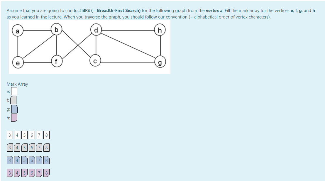 Solved Assume that you are going to conduct BFS (= | Chegg.com