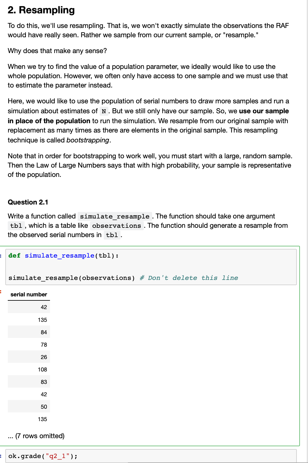 2. Resampling To do this, we'll use resampling. That | Chegg.com