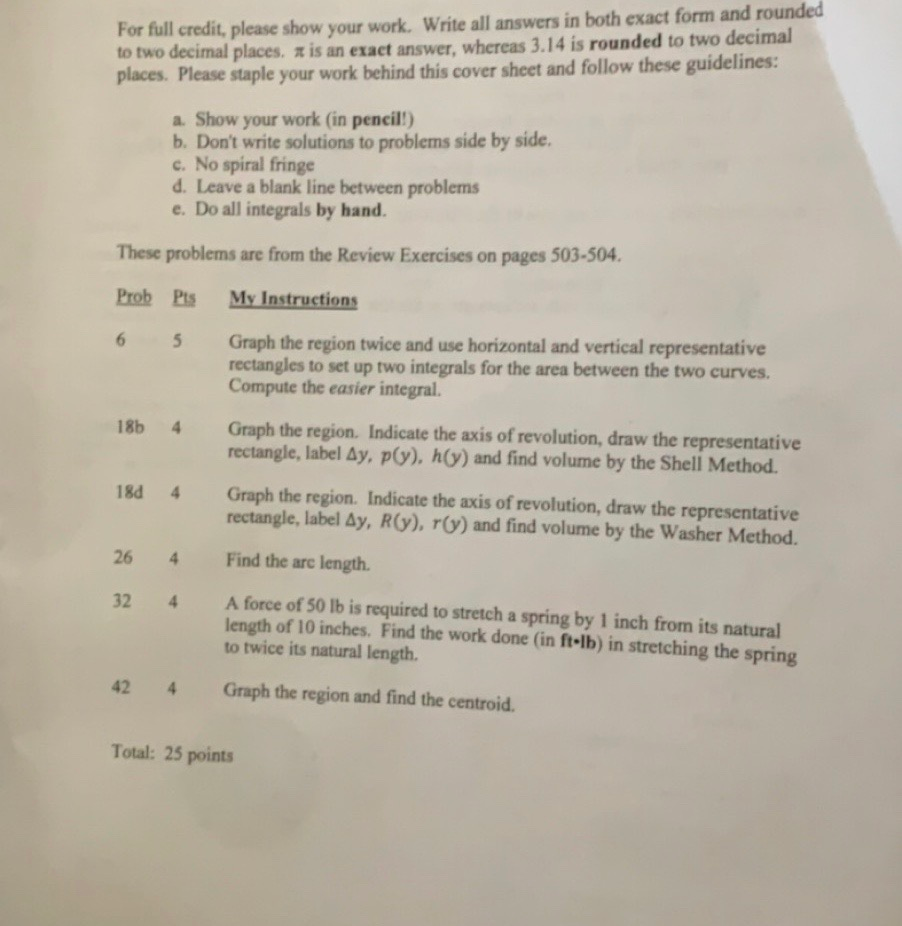 Solved For full credit, please show your work. Write all | Chegg.com