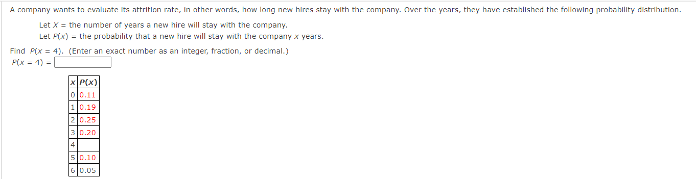 Solved Let X= the number of years a new hire will stay with | Chegg.com