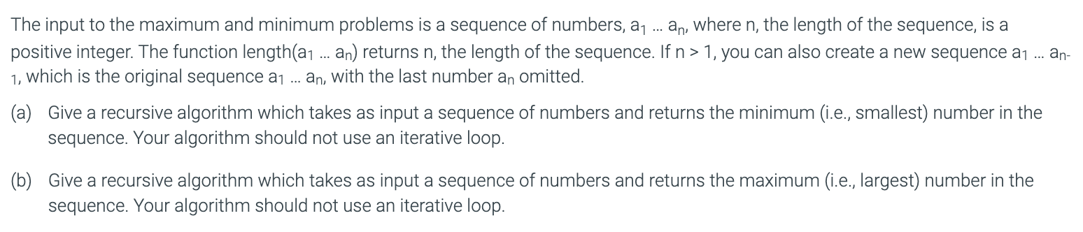Solved The input to the maximum and minimum problems is a | Chegg.com
