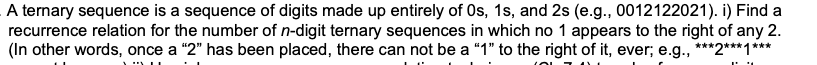 Solved A ternary sequence is a sequence of digits made up | Chegg.com