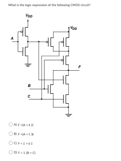 Solved What is the logic expression of the following CMOS | Chegg.com