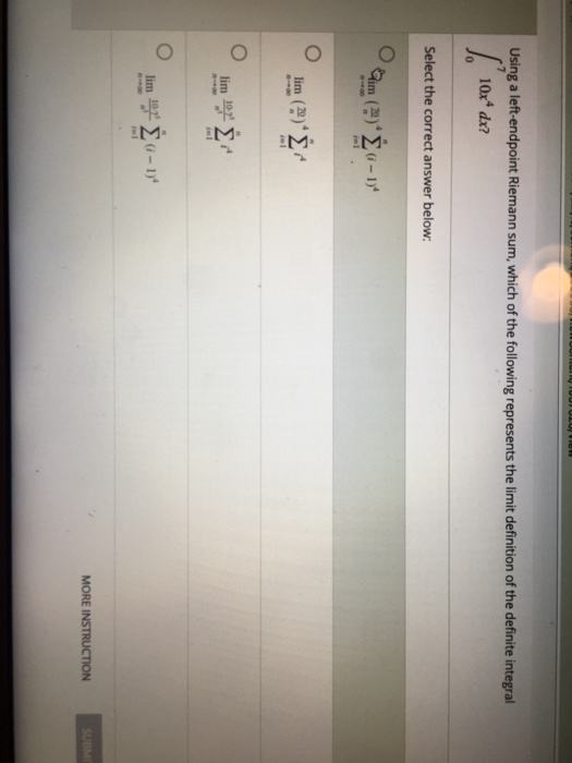 Solved Using A Left Endpoint Riemann Sum Which Of The 