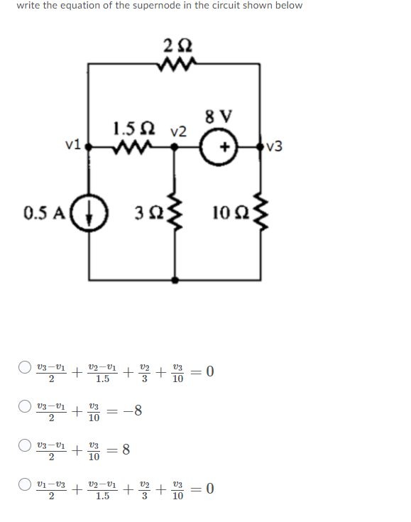 Solved write the equation of the supernode in the circuit | Chegg.com