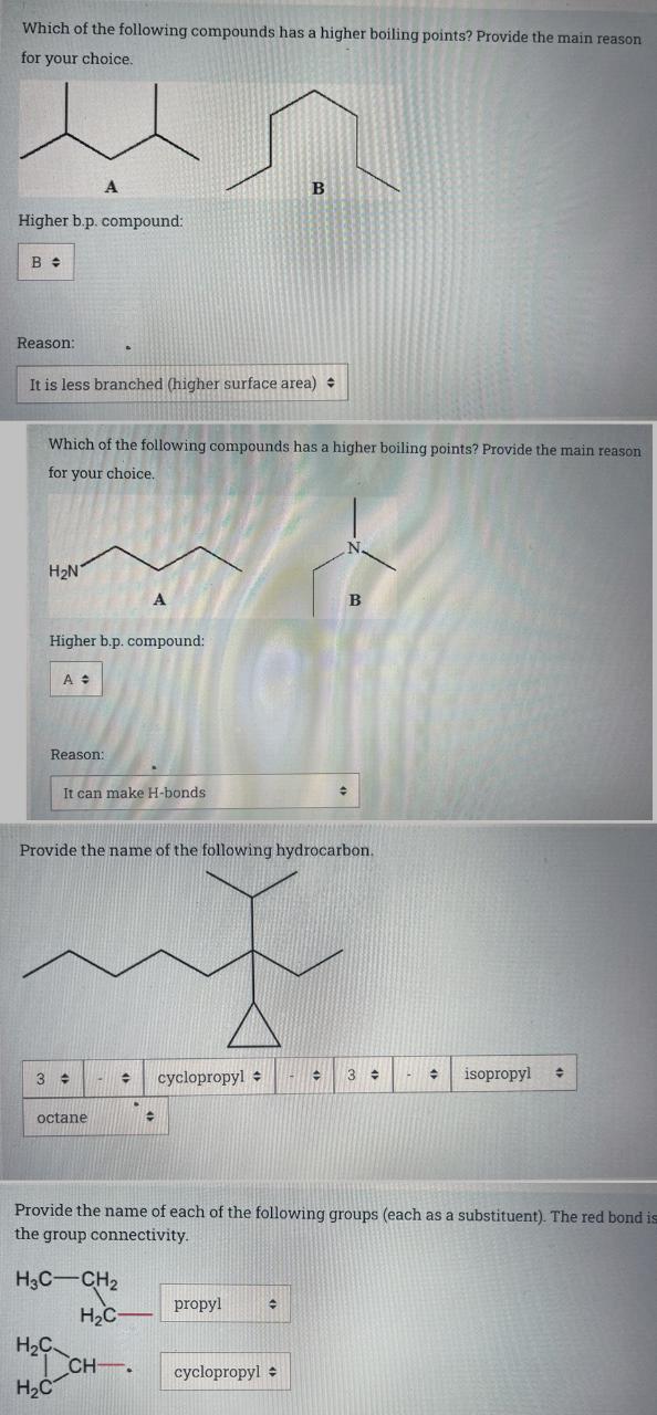 Solved Which of the following compounds has a higher boiling | Chegg.com