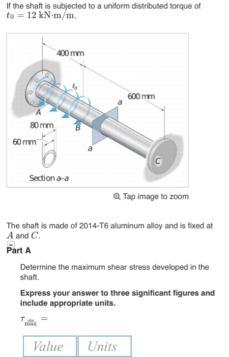 Solved If the shaft is subjected to a uniform distributed | Chegg.com