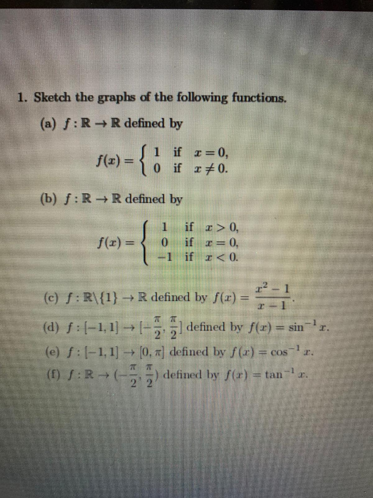 Solved 1. Sketch the graphs of the following functions. (a) | Chegg.com