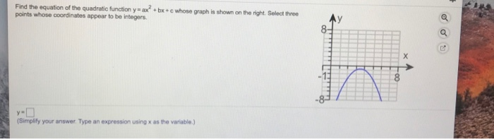 Solved Find The Equation Of The Quadratic Function Y Ax